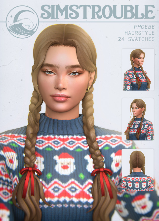 Phoebe Hairstyle (4 Versions) by simstrouble – @simstrouble on Tumblr Phoebe Hairstyle (4 Versions) by simstrouble – @simstrouble on Tumblr