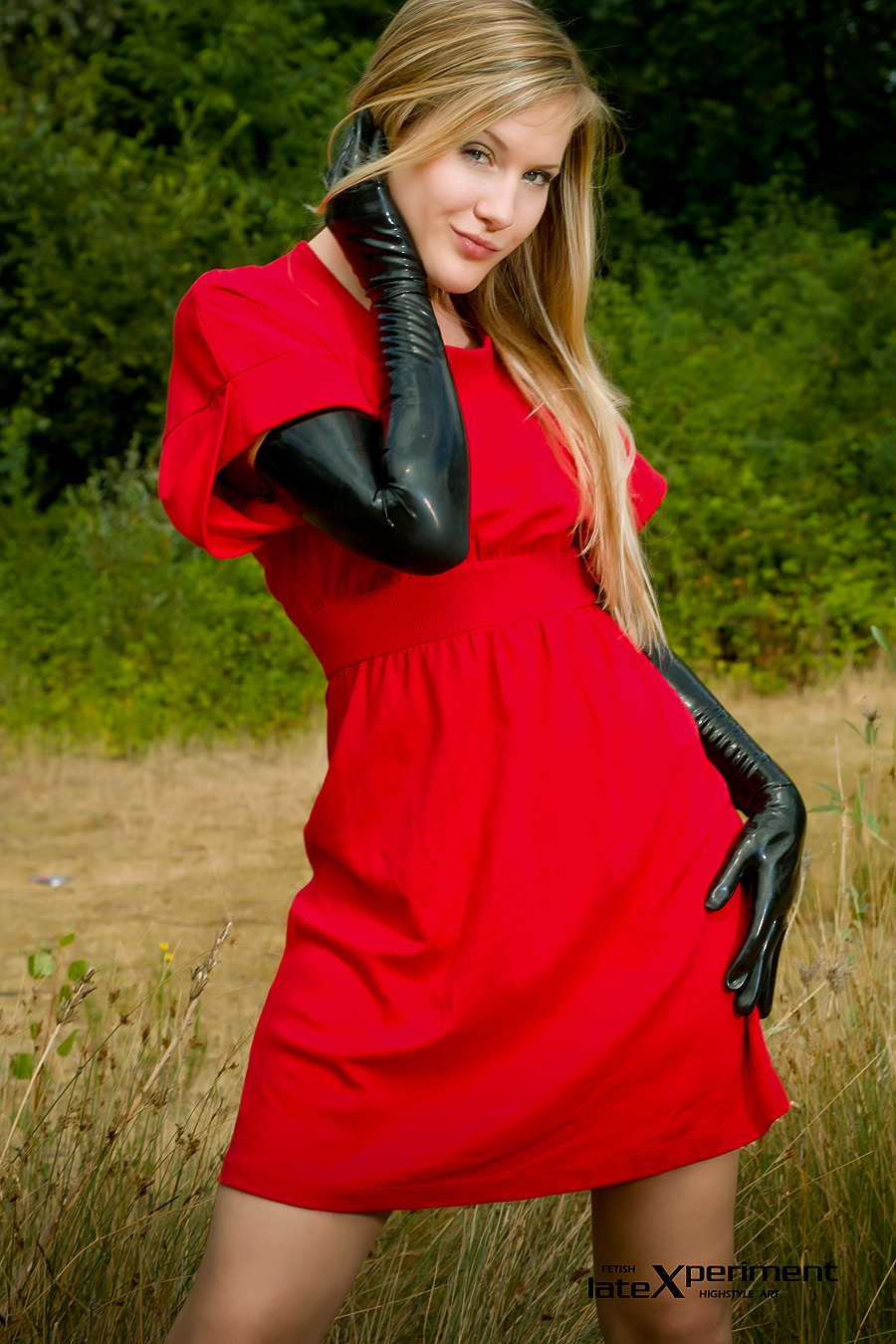 Long Latex Gloves Long Latex Gloves Latexperiment Red Dress Women In
