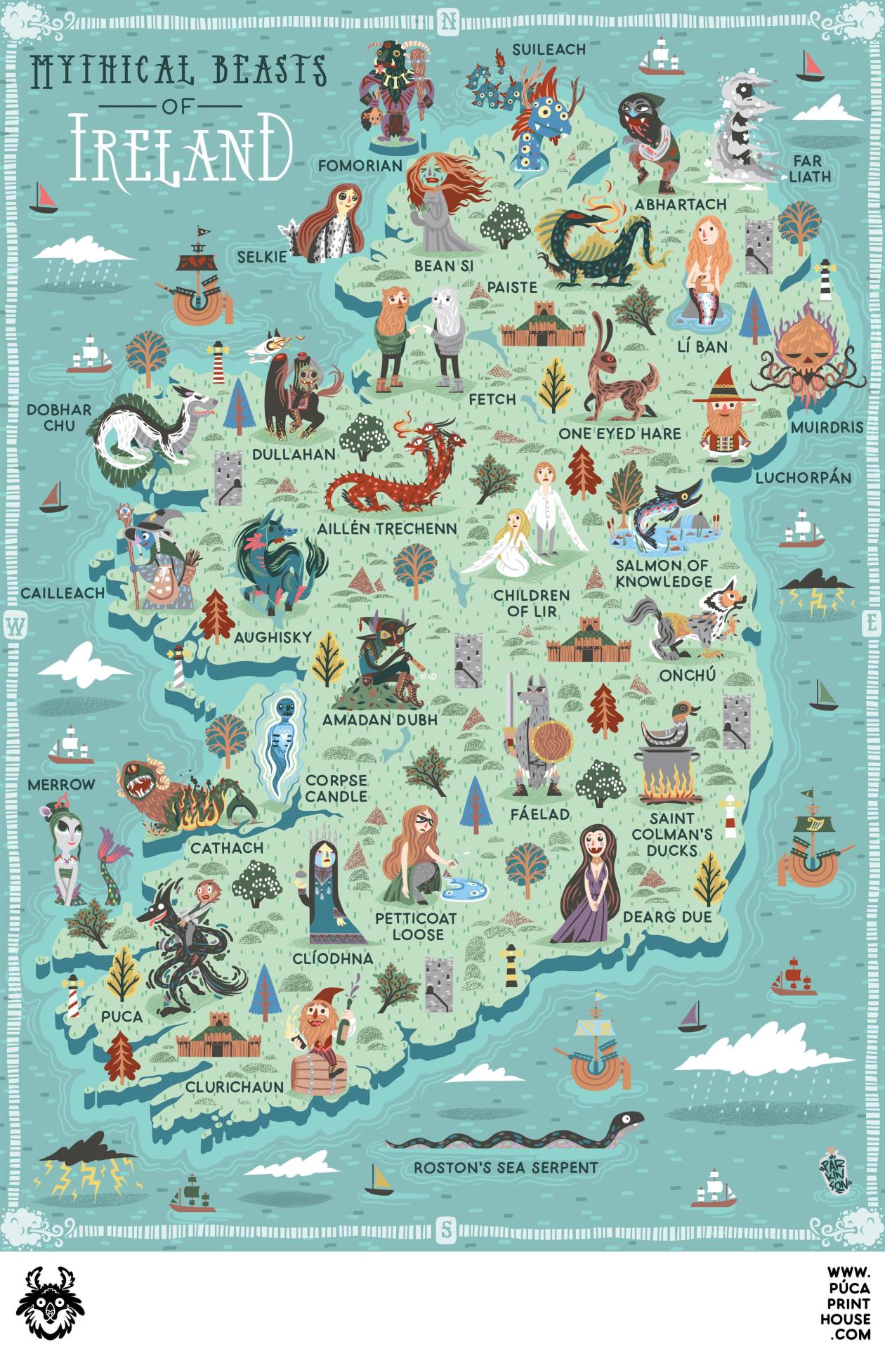 The mythical beasts of Irish folklore. by Neil... - Maps on the Web The mythical beasts of Irish folklore. by Neil... - Maps on the Web
