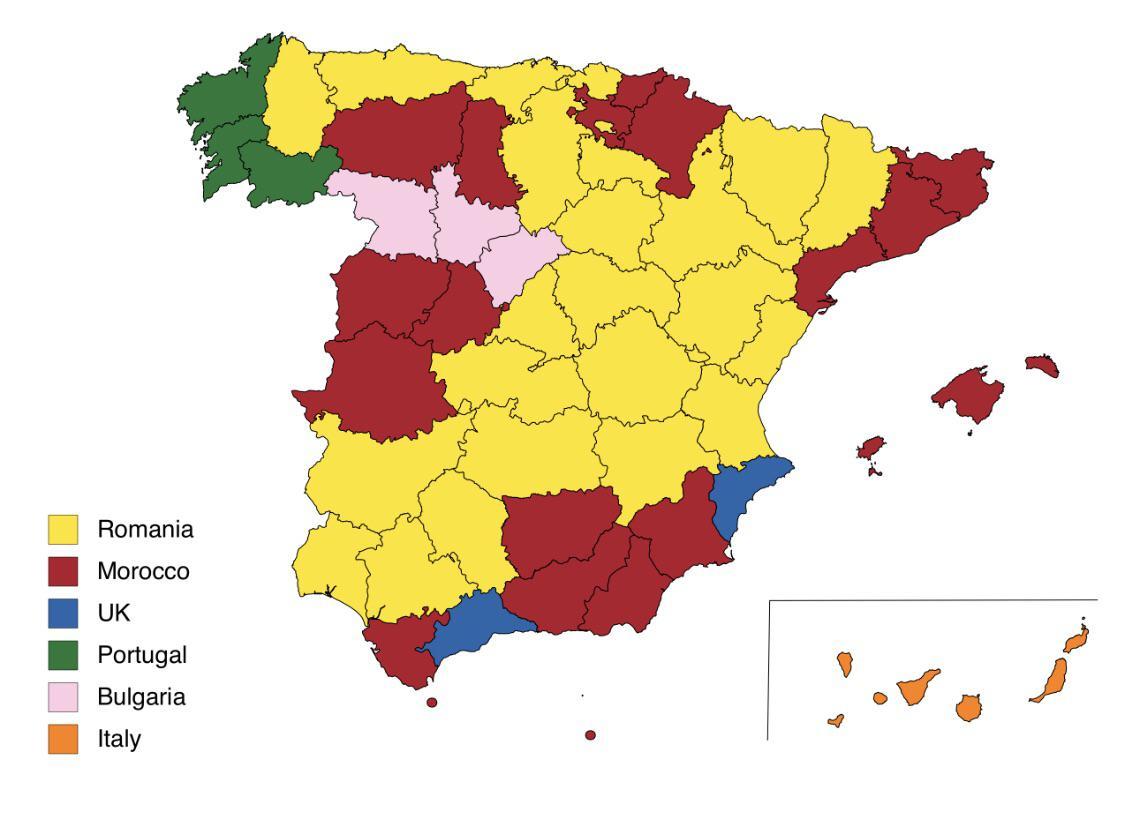 Most common immigrant group in every Spanish... - Maps on the Web Most common immigrant group in every Spanish... - Maps on the Web