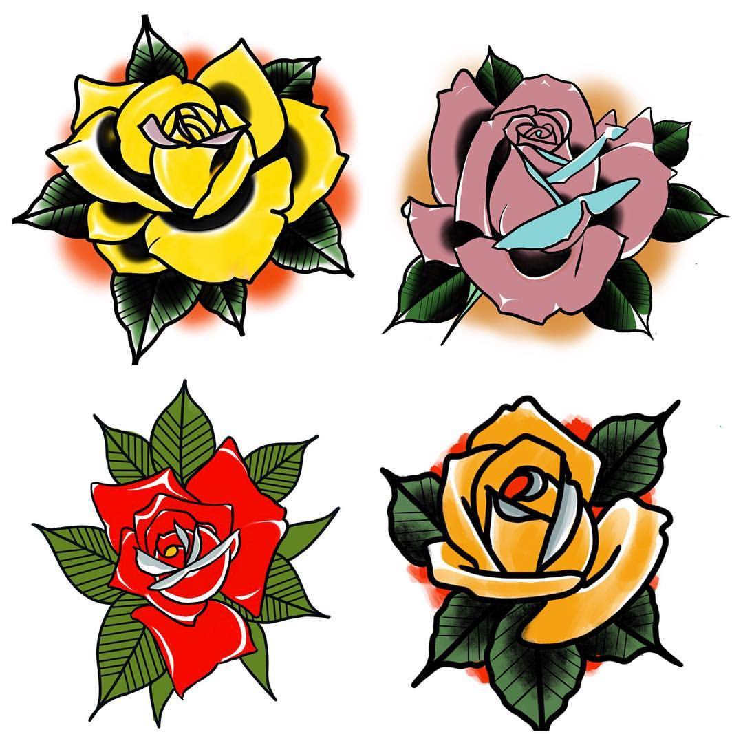 Money Rose Tattoo Flash