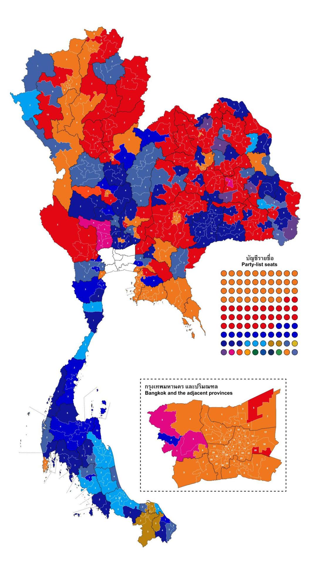2023 Thai General Election Unofficial 99% Results - Maps on the Web 2023 Thai General Election Unofficial 99% Results - Maps on the Web